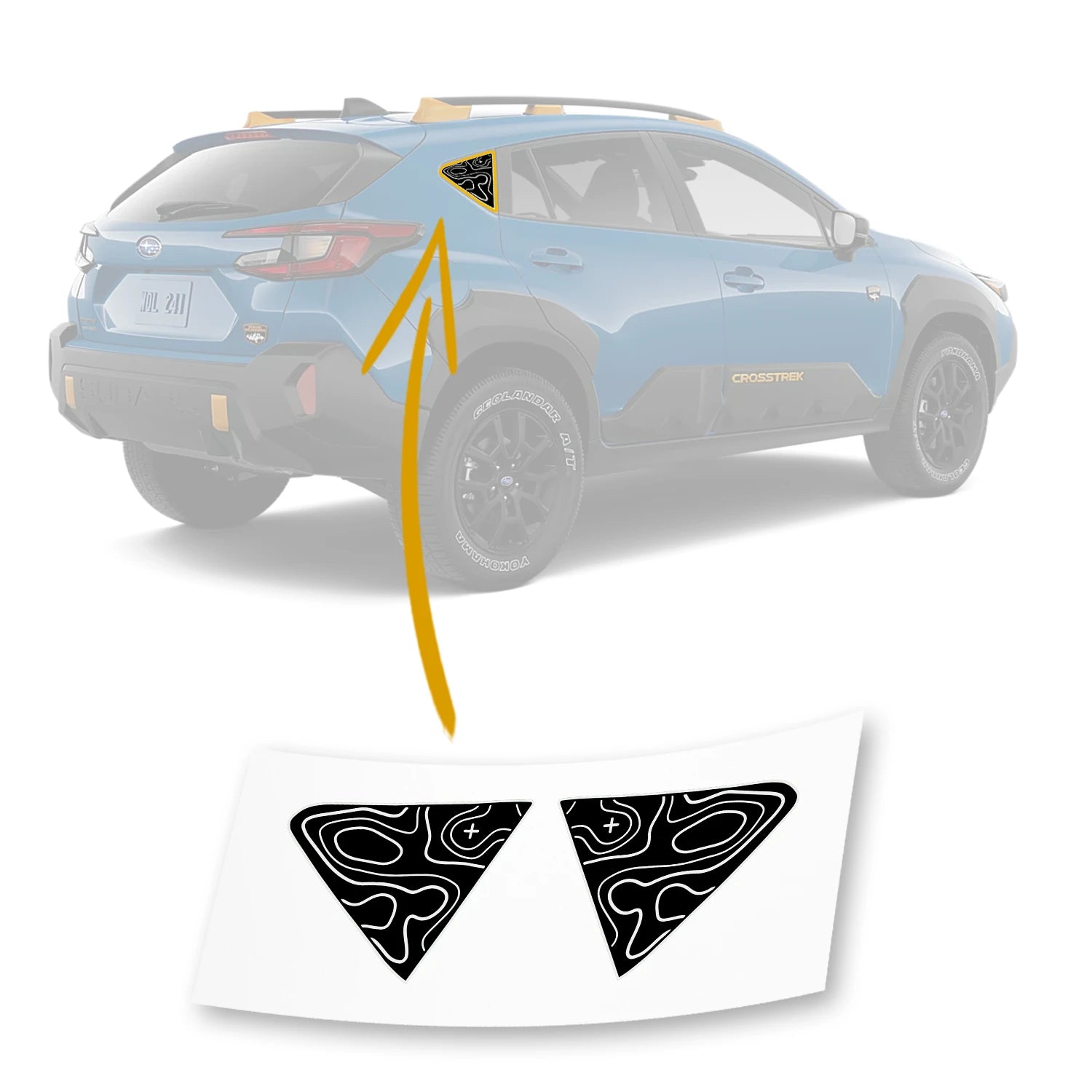 2024+ Subaru Crosstrek Topographic Map Quarter Glass Decal – VIP Auto ...